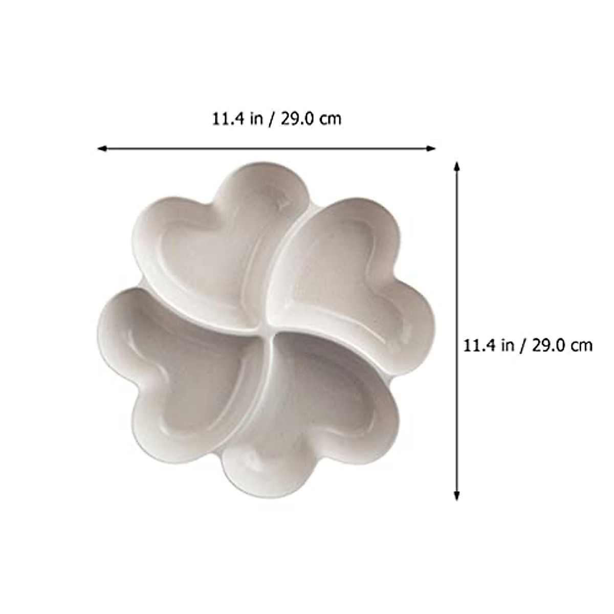 DOITOOL Divided Serving Tray Wheat Straw Appetizer Serving Dish 4 Section Cake Dessert Condiment Snacks Fruits Tray Platter for Nuts Candy Chips Heart White