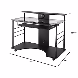 Realspace® 47"W Mobile Tech Desk, Black