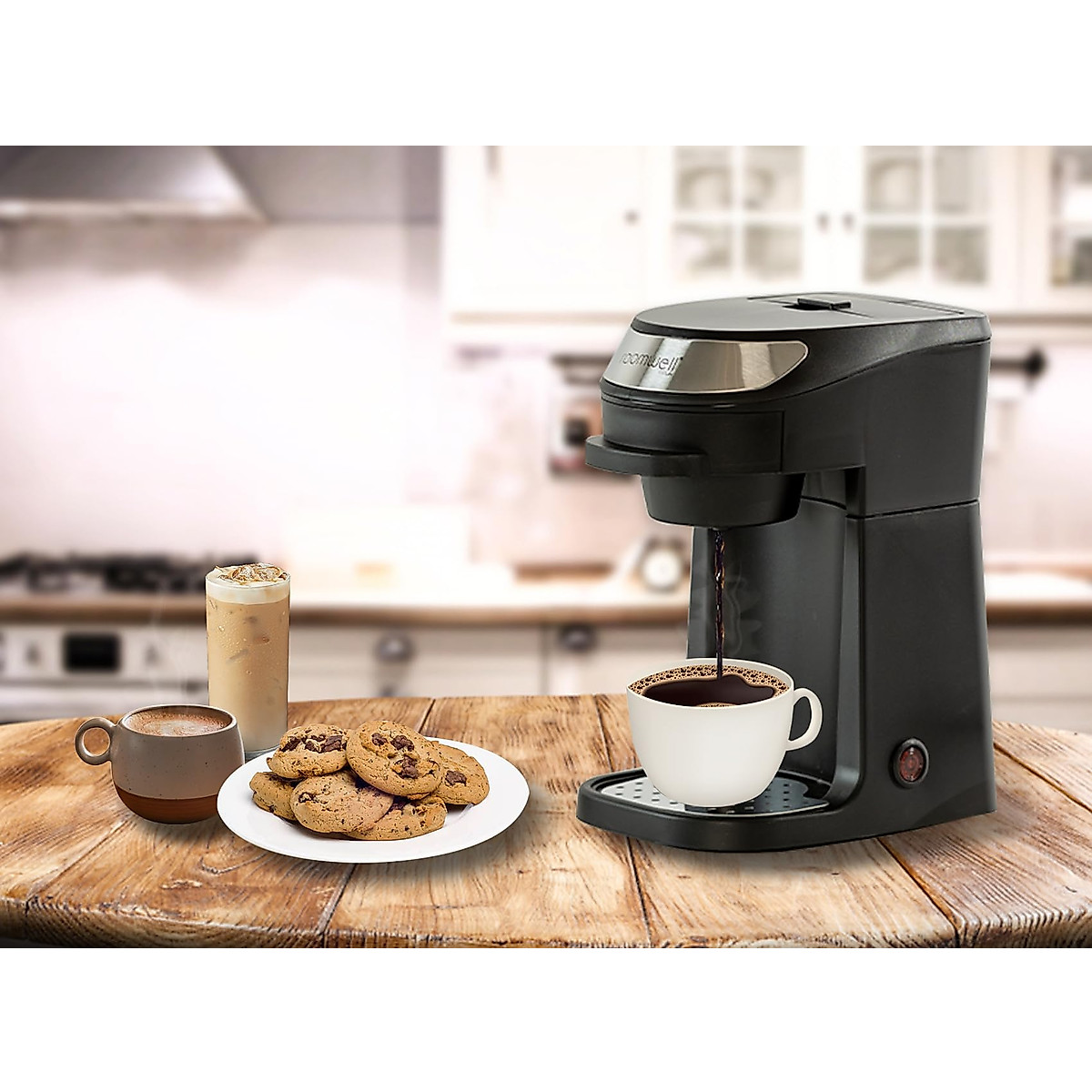 roomwell Single Serve Coffee Maker - 12 oz Stainless Steel Portable Drip, Reusable Mesh Filter, Ground Compatible, Non-Pod Mini Coffee Maker - Ideal Coffee Machine for College & Coffee Lovers,Black