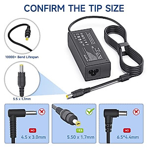 19V Adapter Power Cord for Acer LCD Monitor H236HL SA230 G276HL G246HL G206HQL S271HL S240HL G236HL S220HQL S242HL G226HQL S202HL S230HL G237HL S231HL S232HL S241HL H226HQL H276HL HN274H
