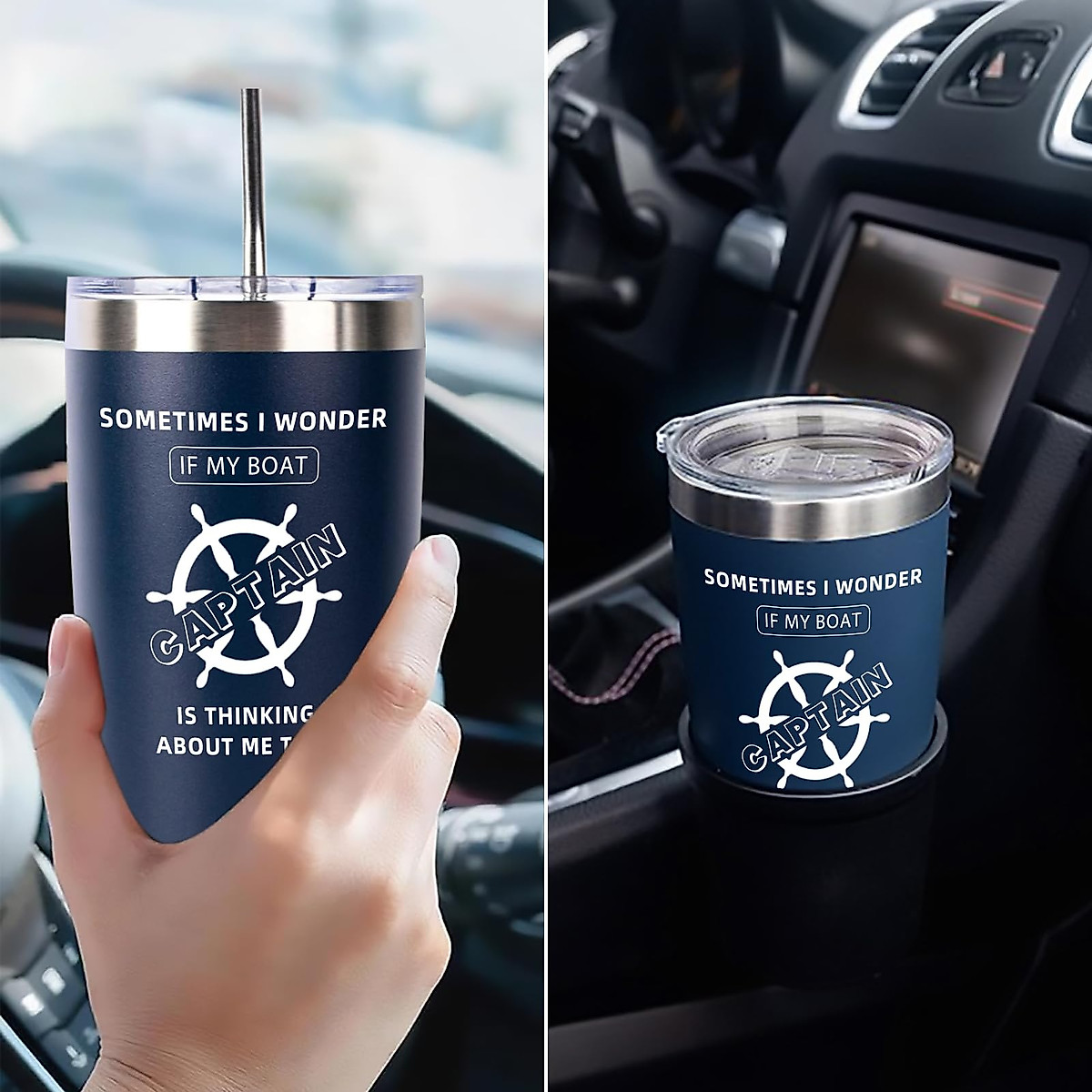EchoMaven Boating Gifts for Men - Boat Accessories Gifts for Men - Cool Gifts for Boat Owners -Nautical Gifts for Men - Boat Gifts for Men, Dad -Sometimes I Wonder If My Boat Is Thinking Tumbler 20oz