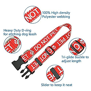 DWOOFG Dog Collar for DO NOT PET, Sturdy Durable with Buckle , Red Dog Collars for Small Medium Large Dogs, Premium Adjustable Polyester Pet Collar