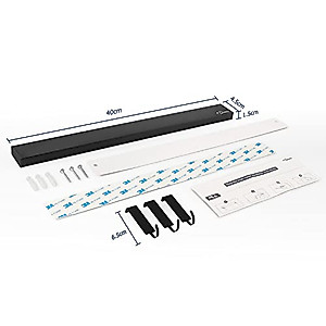 Dmore magnetic knife holder for wall—with 3 hooks, No Drilling 16 Inch black knife magnetic strip, Powerful knife magnet rack, include Adhesive Tape and screws for Knives, Utensils, and Tools