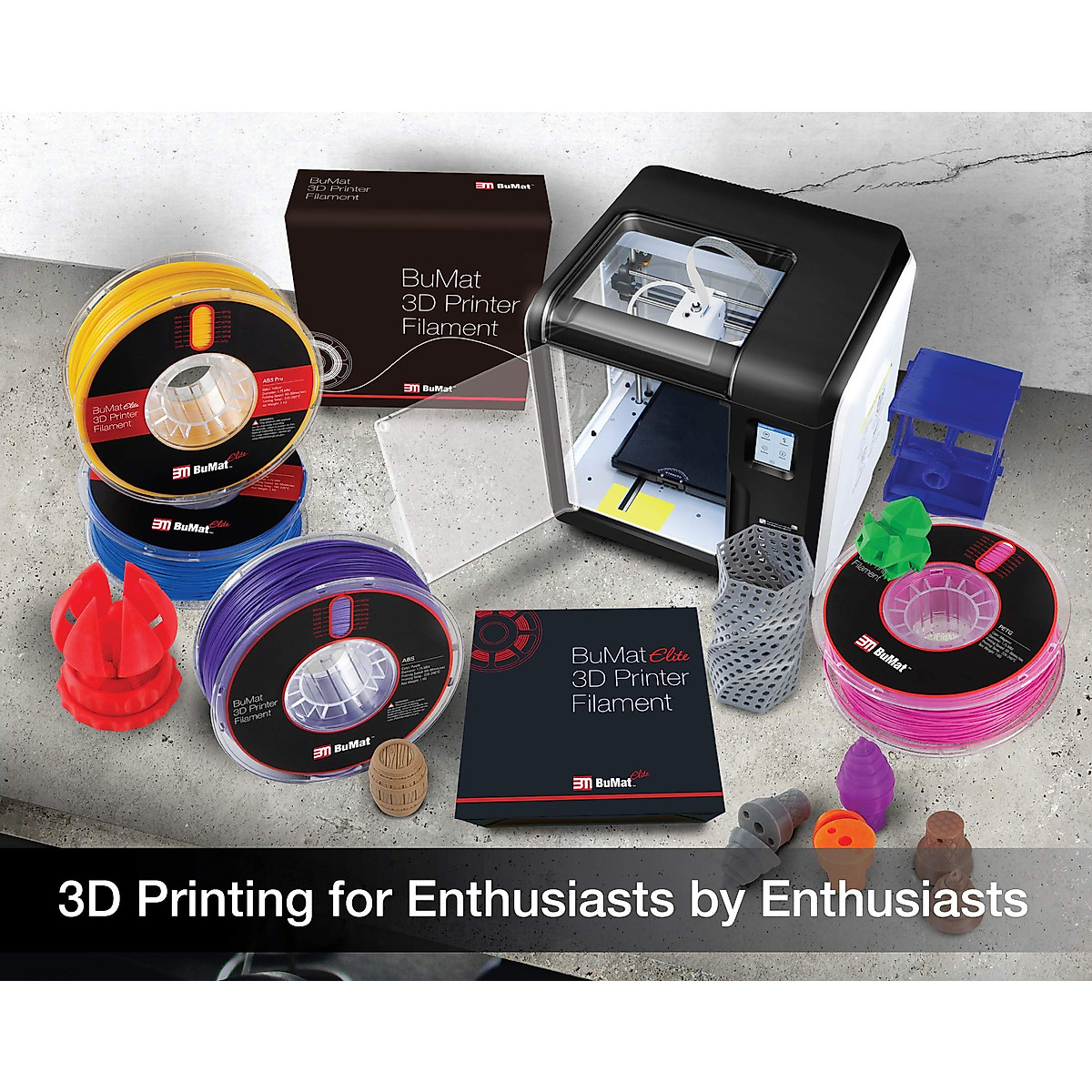 BUMAT PLA 3D Printer Filament, 1.75mm (Clear/Natural), 1kg Spool (2.2lbs), Guaranteed Fresh, Dimensional Accuracy +/- 0.02mm, Tangle-Free, Fits Most FDM Printers [Risk-Free]