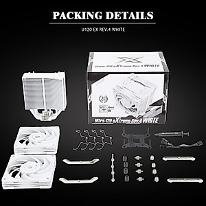 Thermalright U120EX REV.4 White CPU Air Cooler, 6 Heat Pipes, Dual 120mm TL-B12W Extrem PWM Fan, Aluminium Heatsink Cover AGHP Technology, for AMD AM4/Intel LGA 1150/1151/1155/1156/1200/2011/2066