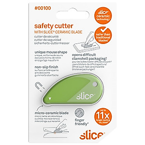 Slice Ceramic Blade, Safety Cutter Finger Friendly, Cuts Blister Packaging, Paper & Ideal for Outline Trims of Shapes or Coupons, 1 Pack, Green
