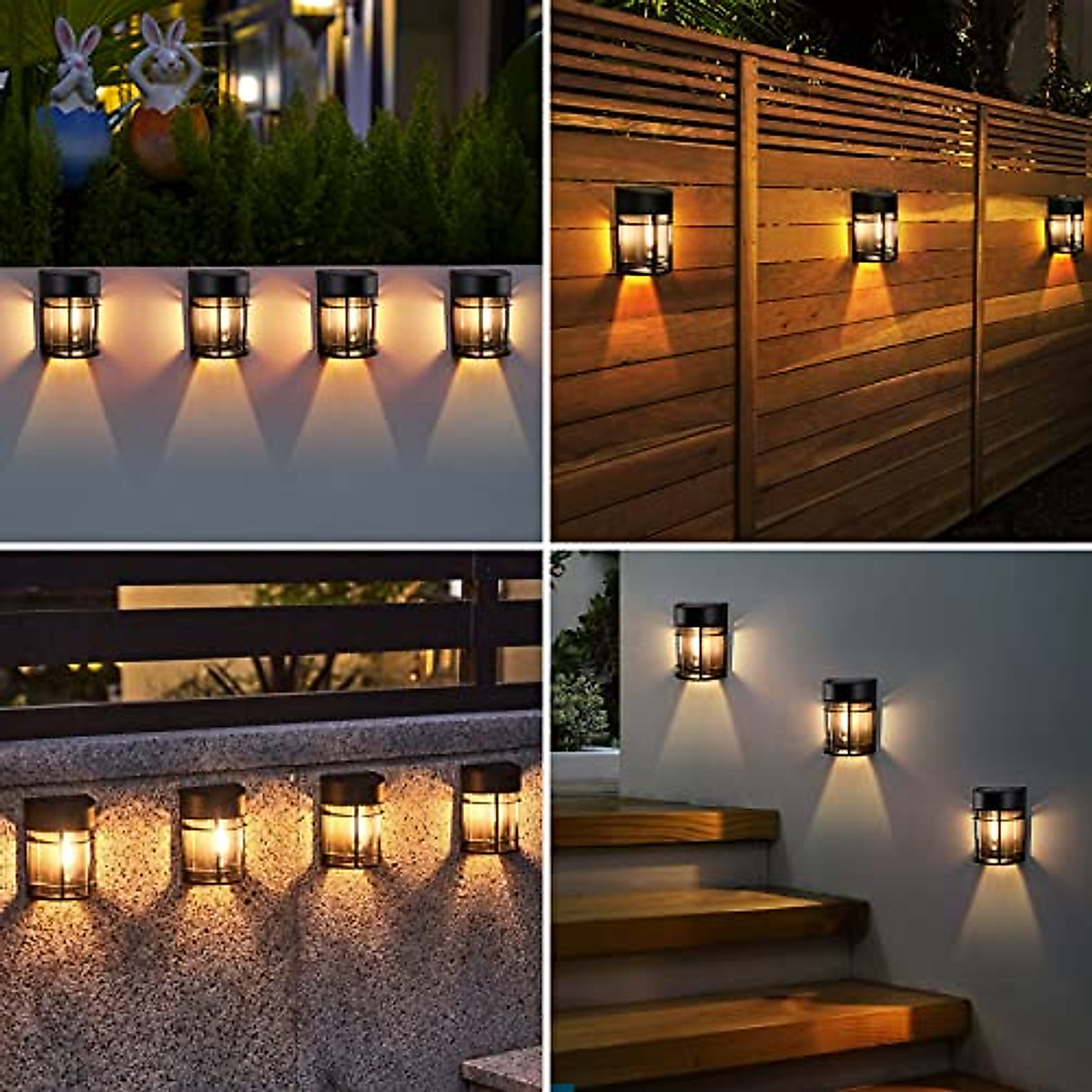 Outdoor Solar Fence Lights, Solar Garden Decorative Lights, Waterproof Solar Lights for Wall, Patio, Stairs, Backyard, Steps, Fence Decor,8 Pack