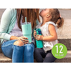 Reduce Water Bottle for Kids, Frostee 13 oz - Reusable Insulated Stainless Steel Water Bottle - Leak Proof and Hygienic Flip-Top Lid - Gripster Finish, Marine