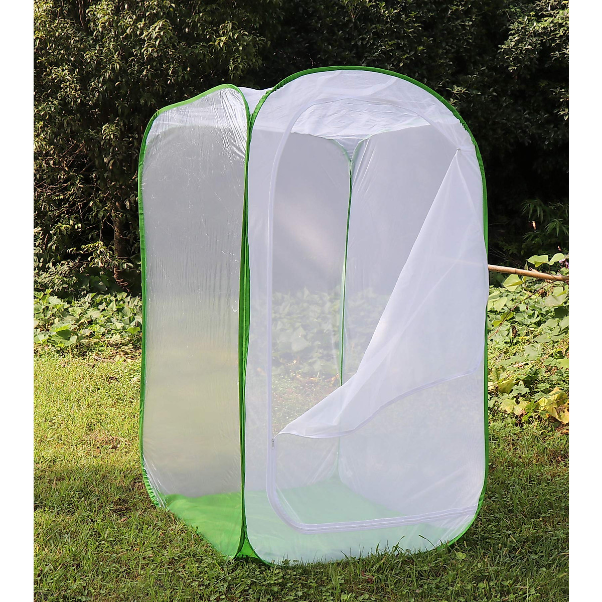 5 Feet Extra Large Monarch Butterfly Habitat, Giant Collapsible Insect Mesh Cage Terrarium Pop-up (White + Green, 35 x 35 x 59 Inches)