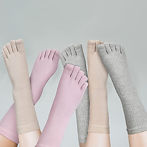 Bencailor 4 Pair Women Five Toe Socks Cotton Toe Socks Athletic Running Long Split Toe Women's Cotton Crew Ankle Socks(Black, Beige, Pink, Grey)