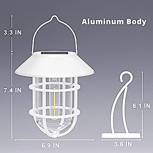 Solar Lantern Hanging Solar Lights, Metal Waterproof Solar Lights Outdoor with Hooks, Garden Lights Decorative for Patio Porch Yard Fence…