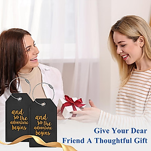 Casmonal Luggage Tags with Full Back Privacy Cover w/Steel Loops (Black 02 pcs Set)