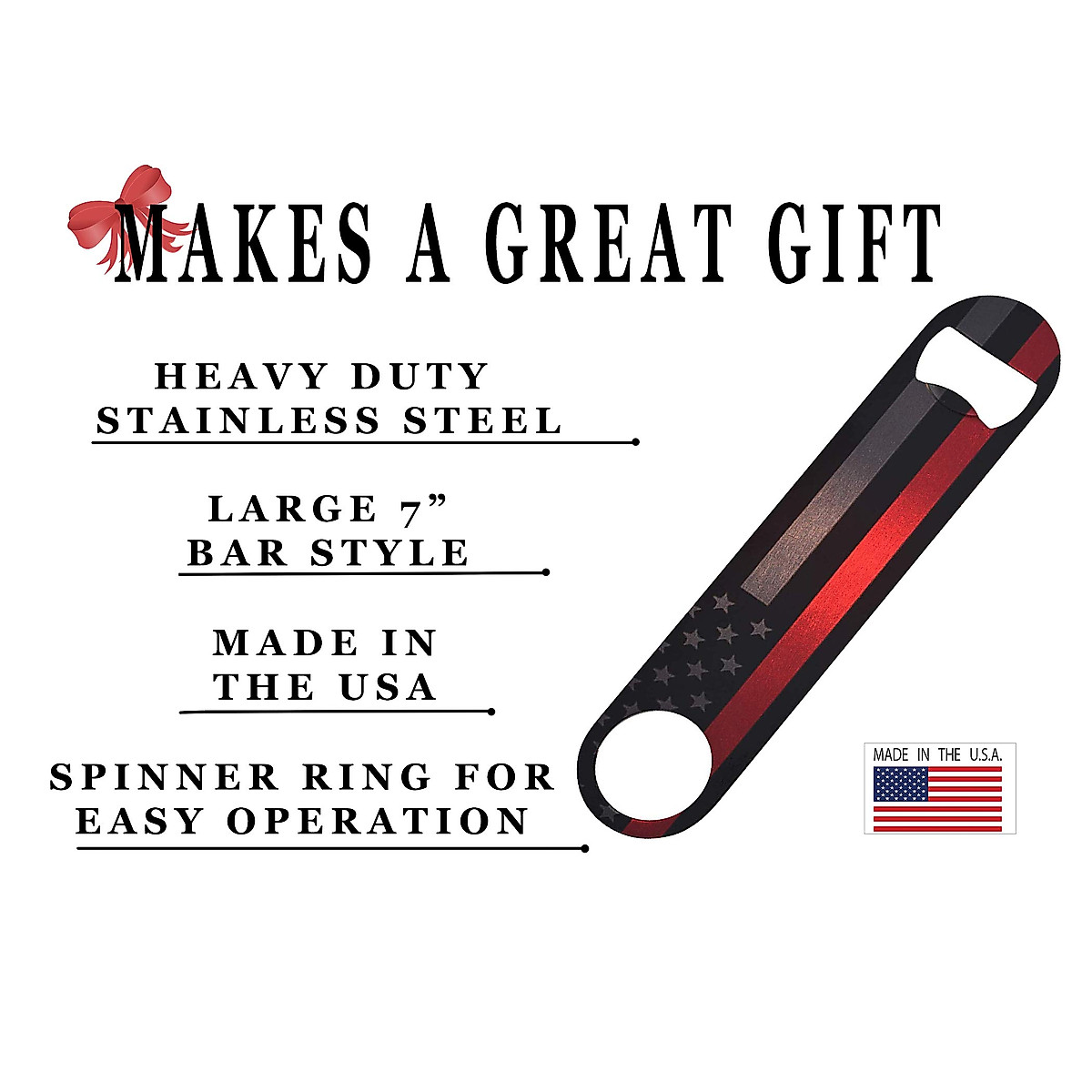 Firefighter Thin Red Line Flag Subdued Speed Bottle Opener Heavy Duty Gift For Fire Fighter Department FD