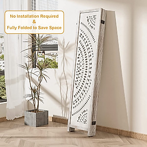 Salfanre 6 Panel Room Divider, Room Divider Screen, Room Divider Panel, Folding Screen Room Divider, 5.6 Ft, White