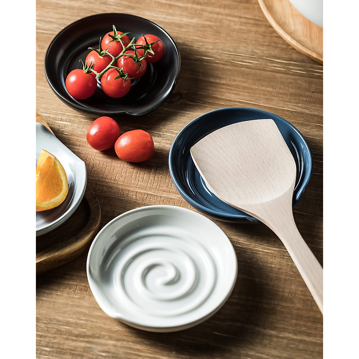 LYEOBOH Spoon Rest for Stove Top, 5 Inch Ceramic Spoon Rest, Spoon Holder for Kitchen Counter, Coffee Spoon Rest Utensil Rest for Spatulas, Spoons, Tongs, Ladles, Kitchen Decor, Cream White