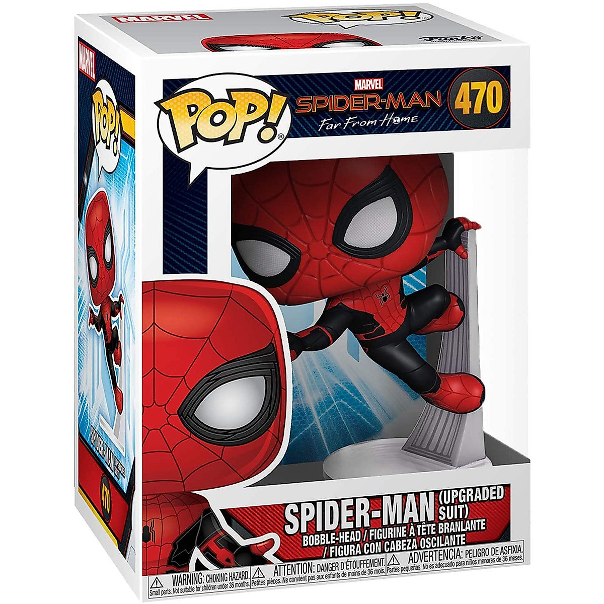 Spider-Man POP Marvel Far from Home Upgraded Suit Funko Pop! Vinyl Figure (Bundled with Compatible Pop Box Protector Case), Multicolor, 3.75 inches