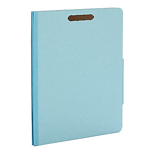 Pendaflex Classification Folders, 2 Dividers, 2" Fasteners, Letter Size, Blue, 10/Box (24130P)