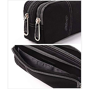 Pencil Case, Large Capacity Pencil Cases Pencil Bag with Two Compartments (Black)