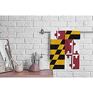 oFloral Maryland Flag Hand Towels Cotton Washcloths,American State Patriotic Flag Comfortable Super-Absorbent Soft Towels for Bathroom Beach Kitchen Spa Gym Yoga Face Towel 15X30 Inch