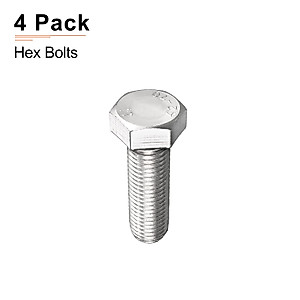DTGN M16x50mm(DxH) Hex Bolts - 4Pack - Good for Machine Tools - 304 Stainless Steel Hexagon Head Screws