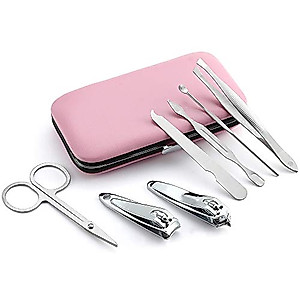 YWQ 3 Pack 7Pcs Manicure Set,Cute and Surprisingly Sturdy Stainless Steel Nail Clipper Set with case, Great Gifts Personal Pedicure Kit for Women Men Girls Travel, Pink Blue Green