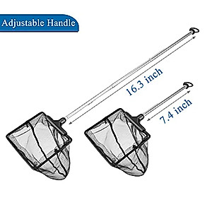 Mogoko 4.3 Inch Fine Mesh Telescopic Aquarium Fish Net with Extendable 11-19 inch Long Handle for Fish Tank