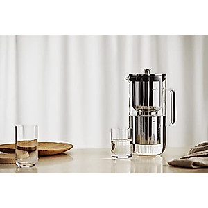 aarke Purifier | Glass Water Filter Pitcher with Refillable Steel Filter | 2.4L / 10 Cups | Includes Pure Filter Granules | Dishwasher Friendly