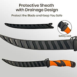 Pristis Professional Fishing Knife, 9 Inch Bait Knife for Filleting & Boning, Sharp 5Cr13MoV Stainless-steel Blade with Corrosion Resistant Coating, Non-slip Handles, Protective Nylon Sheath (Yellow)