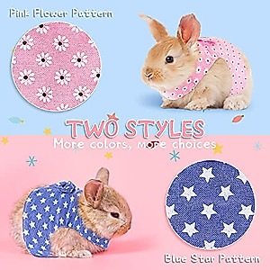 2 Set Rabbit Harness with Leash Adjustable Bunny Guinea Pig Bowknot Harness Set for Small Large Pets Costume Walking (M)