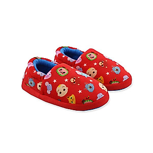 CoComelon Toddler and Kids Plush Aline Slippers (9-10 M US Toddler, Red)
