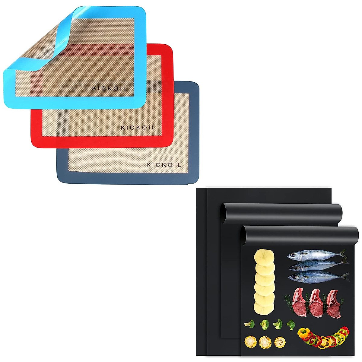 Baking Supplies Silicone Baking Mats Cookie Sheets Quarter Sheet Baking Mats Reusable Silicone Mat 3 Pack+Oven Liners for Bottom of Electric Gas Toaster Oven Microwave 4 Pack Oven Accessories Tools