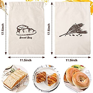 Augshy Linen Bread Bags for Homemade Bread Container, 4 Pcs 17.5 X11.5 Inches Unbleached & Reusable Bread Storage, Natural Large Storage for Artisan Bread