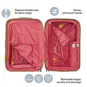 DELSEY Paris Chatelet Hard+ Hardside Luggage with Spinner Wheels, Champagne White, Checked-Medium 24 Inch