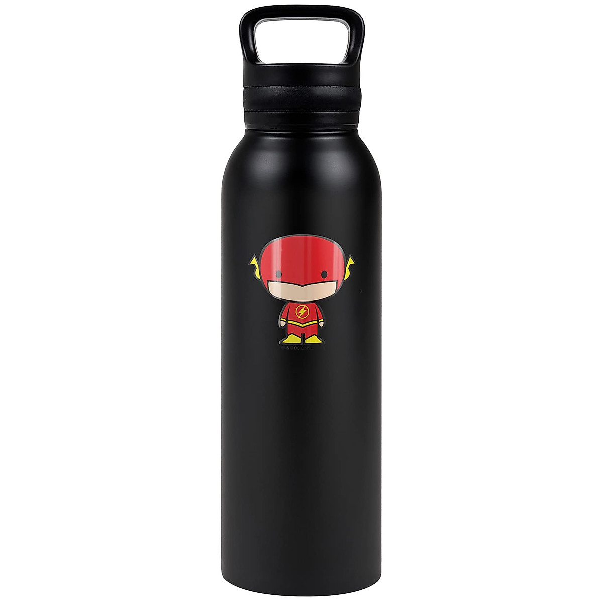DC Flash - Flash OFFICIAL Flash Chibi 24 oz Insulated Canteen Water Bottle, Leak Resistant, Vacuum Insulated Stainless Steel with Loop Cap, Black