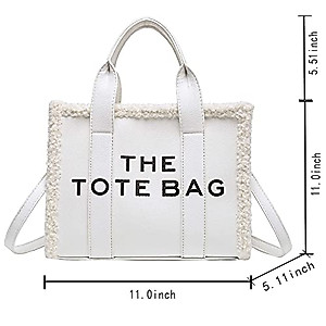 AyTotoro Tote Bag for Women Trendy Tote Bag Small Personalized PU Leather Top Handle Handbags Shoulder Bag Crossbody (White)