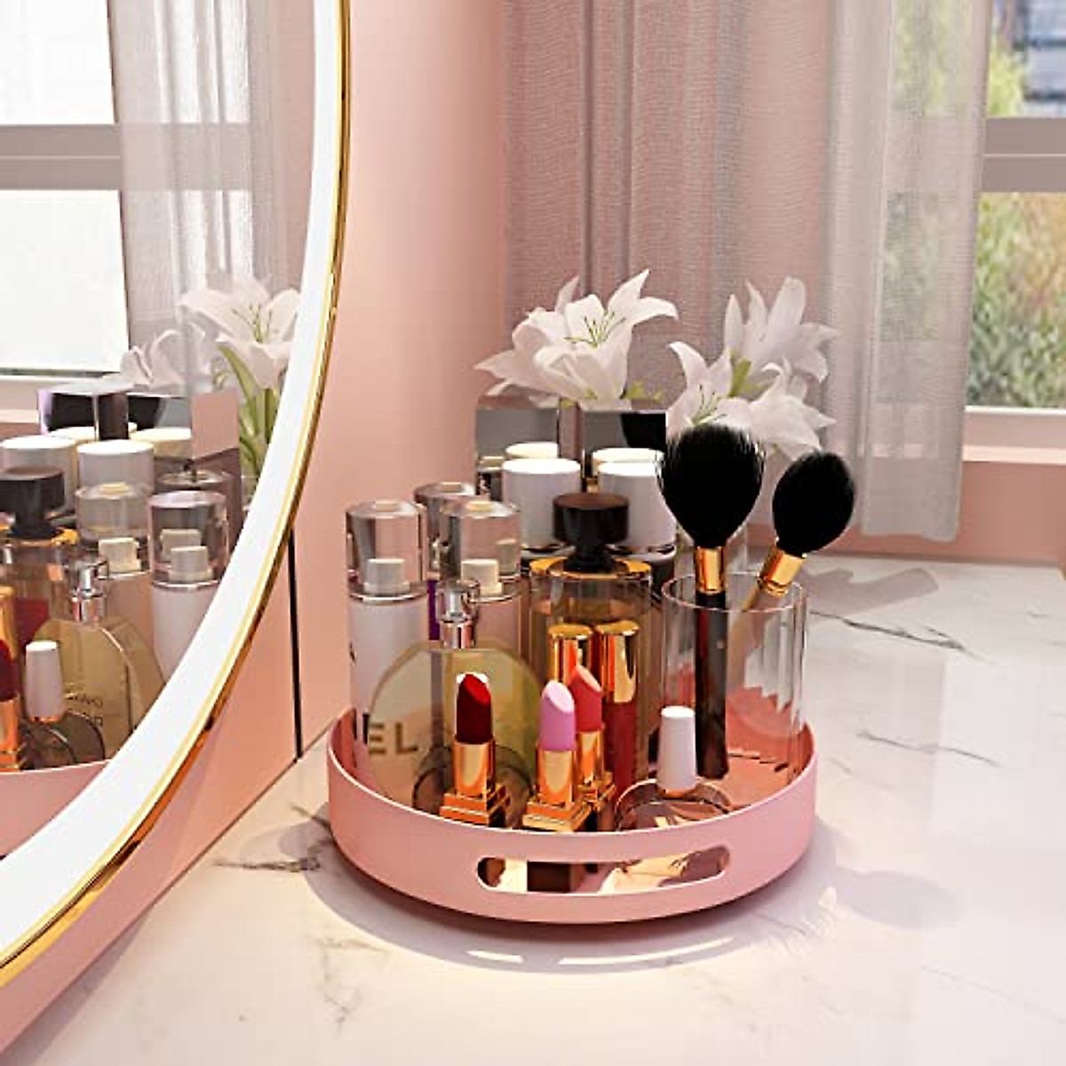 JYL HOME Lazy Susan Rotating Organizer Turntable for Cabinet, 12-Inch, Pink