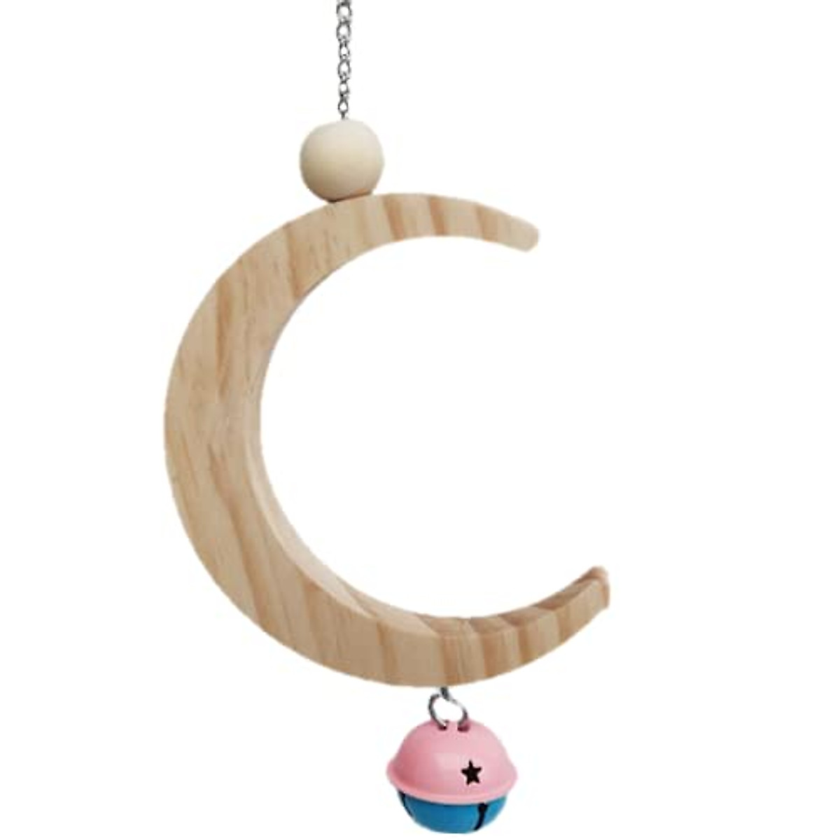 Parakeet Wood Swing Moon Shaped Hanging Ring Bird Branch Chew Parrot Toys (Small)