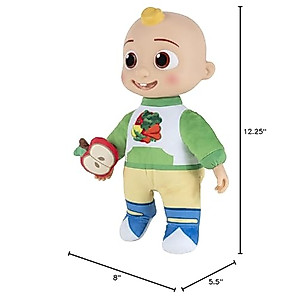 CoComelon Snack Time Features JJ Doll with Red Apple Plush - Plays Sounds, Phrases, and Clips of ‘Yes Yes Vegetables Song’ - Toys for Kids, Toddlers and Preschoolers