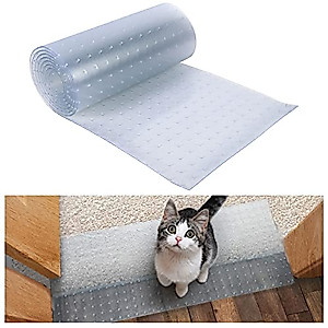 8.2Ft Cat Carpet Protector, Heavy Duty Plastic Pets Scratch Stopper for Carpet, Easy to Cut, Clear Non-Slip Floor Runner Prevent Carpets Rugs from Scratching Tearing Wearing at Doorway