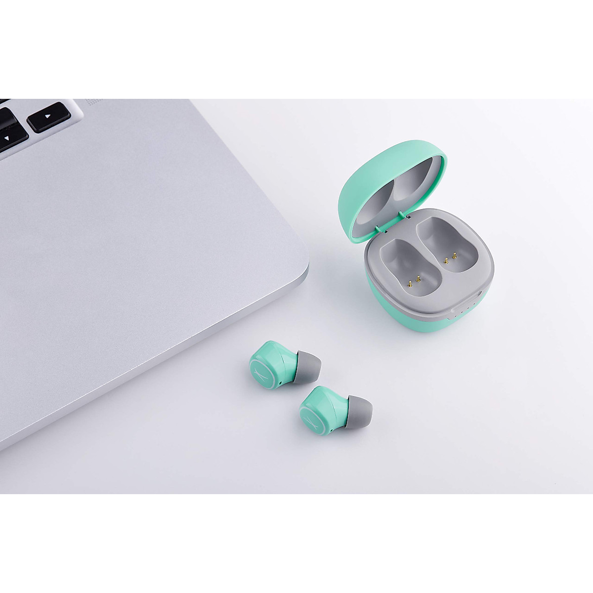 Altec Lansing Nanobuds - Truly Wireless Earbuds with Charging Case, TWS Waterproof Bluetooth Earbuds with Touch Controls for Travel, Sports, Running, Working (Mint)