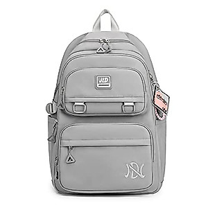 Travel Backpack Large Capacity Backpack Casual School Bag Primary and Secondary School Students Backpack Cute School Bag (light grey)