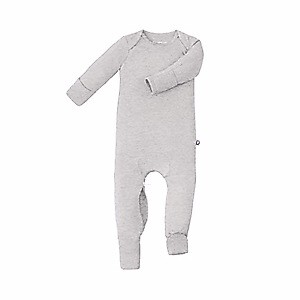 GUNAMUNA Unisex Baby, Toddler Ultra-Soft Convertible Pajama, Footie Romper Sleeper w/Diaper Zipper, Heather Grey, 9-12 Months
