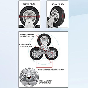 Stair Climbing Wheel Replacement - Heavy Duty 6in RubberWheel Climber for Shopping Cart Trolley