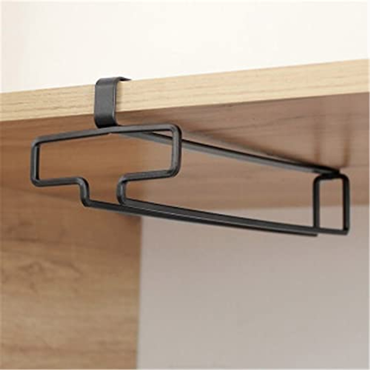 GVISAY Wine Glass Rack High-Footed Wine Glass Rack Upside-Down Free Punch Red Wine Glass Rack Kitchen Hanging Rack (Color : Black, Size : One Size)