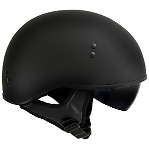 Hot Leathers T72 Black Widow Flat Black Motorcycle Half Helmet Biker w/Drop Down Visor - XX-Large