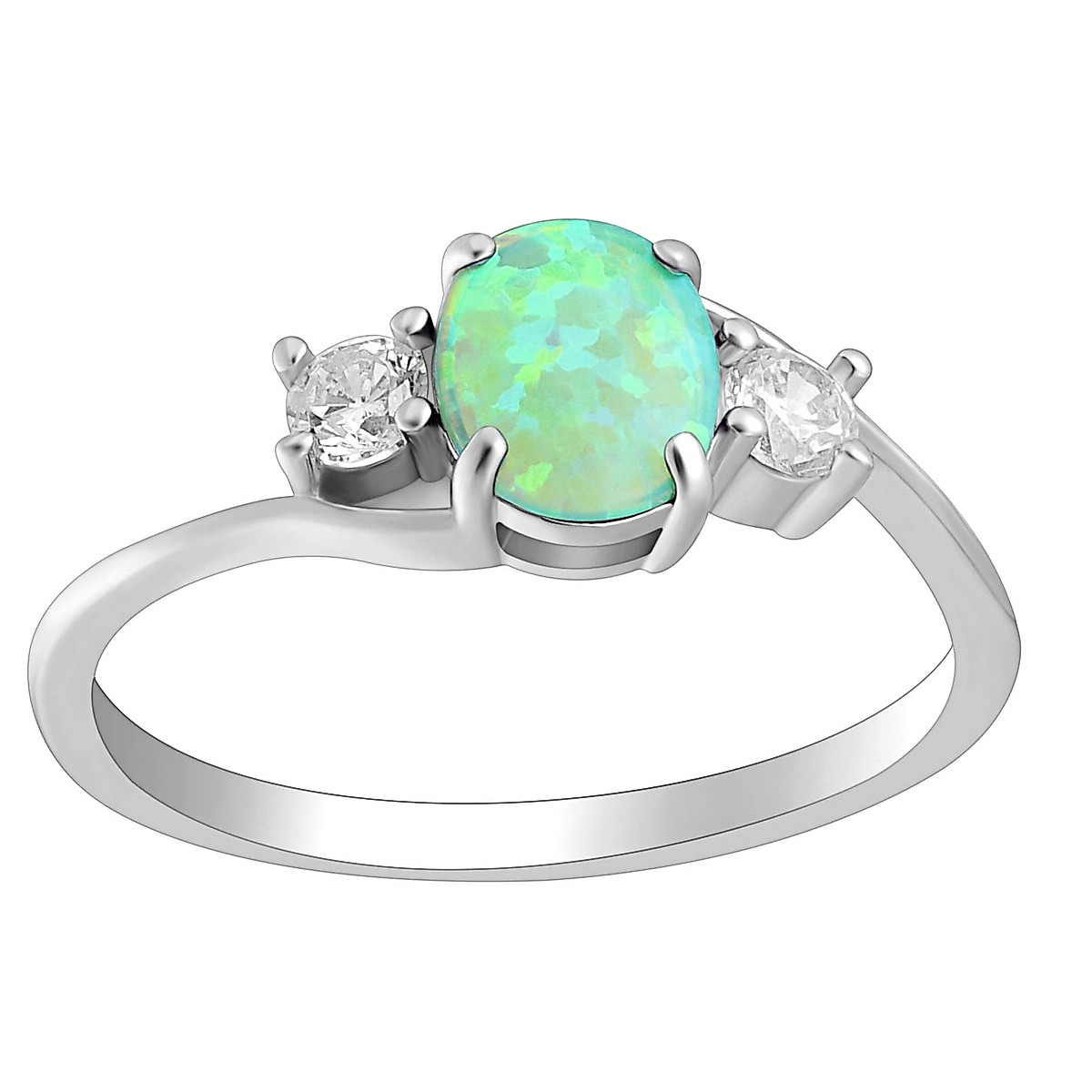 Ginger Lyne Collection Addy Purple Oval Opal Sterling Silver CZ Ring Size 9
