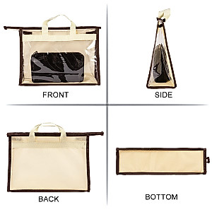 CINPIUK 10 Set Handbag Storage Organizer Dust Bags for Purses Handbags Closet, Clear Purse Protector Storage Bag Dust Cover for Bags, Closet Organizer for Handbags with Hooks