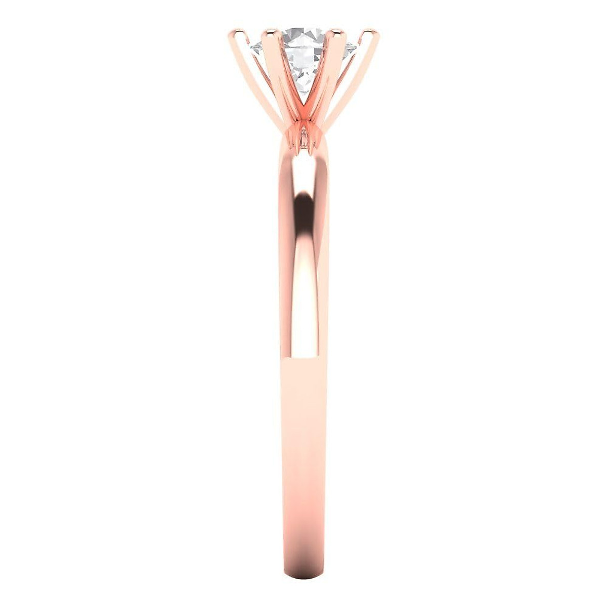 Clara Pucci 0.50 ct Round Cut Solitaire Moissanite Engagement Wedding Bridal Promise Anniversary Ring in 18K rose Gold Size 6.5