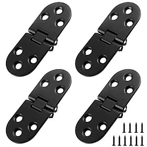 Auvotuis 4Pcs Heavy Duty Folding Table Hinges, Black Sewing Machine Flip Top Hinge Zinc Alloy Butler Tray Hinge with Mounting Screws for Drop Front Desk Drawer, Doors (3.1 x 1.18inch)
