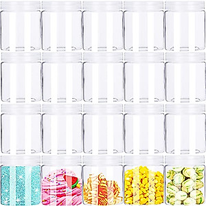 20 Pack 4oz Empty Clear Slime Containers,Round Plastic Cosmetic Jars with Lids,Transparent Storage Containers for Cosmetics,Lotions,Butters,Slime Making and Food Storage
